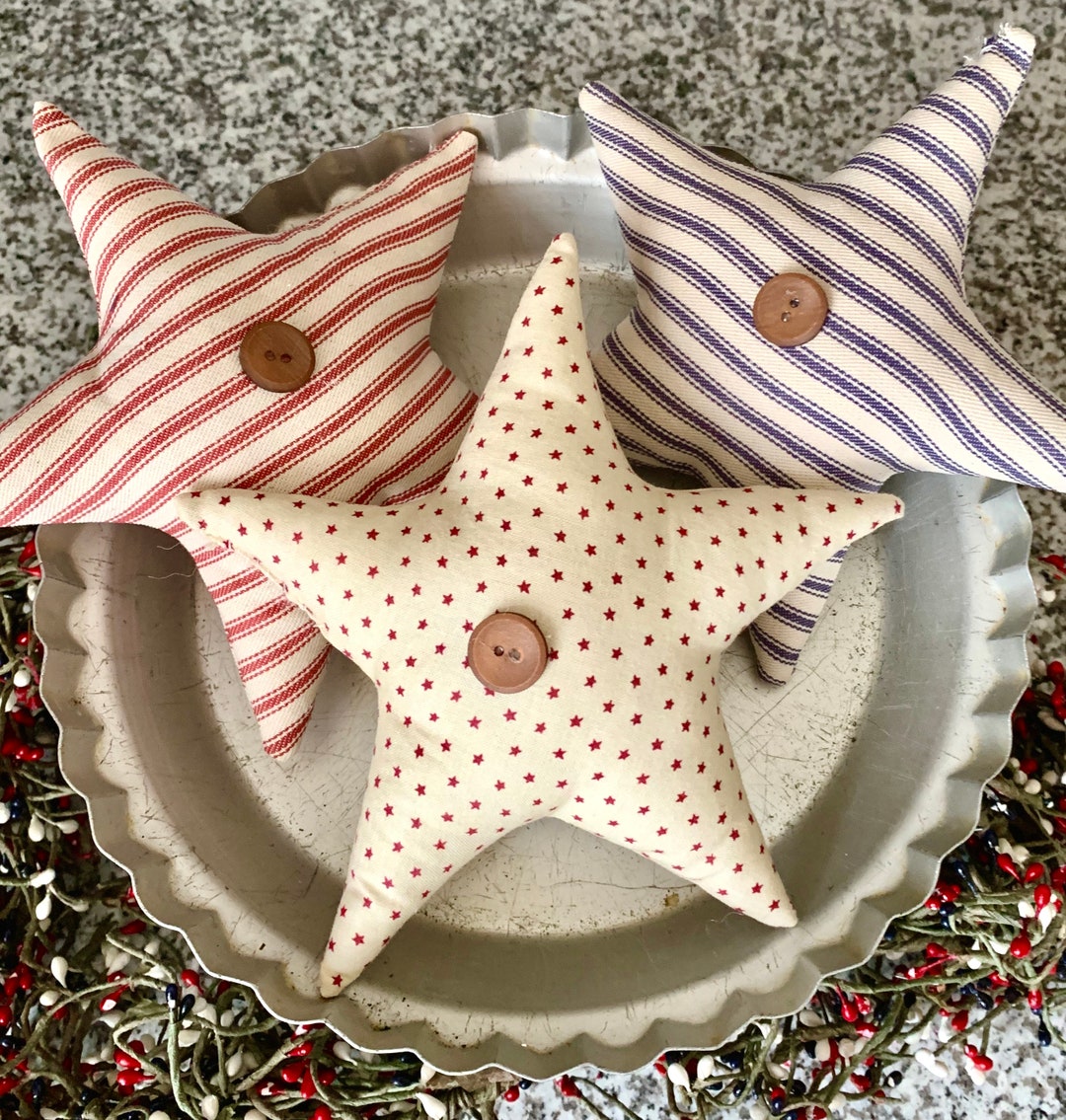 Fabric Stars, Farmhouse Stuffed Stars, 4th of July Decor, Star Bowl ...