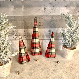 Christmas Trees, Set of 3, Fabric Trees, Mantle Decor, Holiday ...