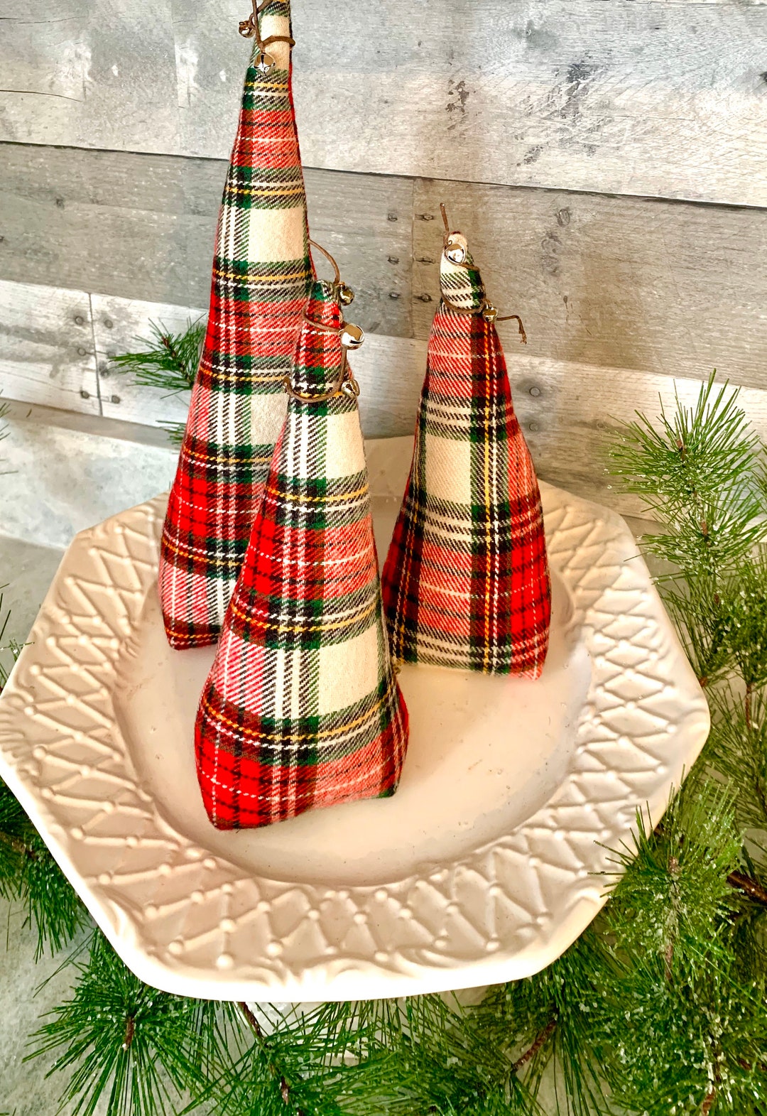 Christmas Trees, Set of 3, Fabric Trees, Mantle Decor, Holiday ...