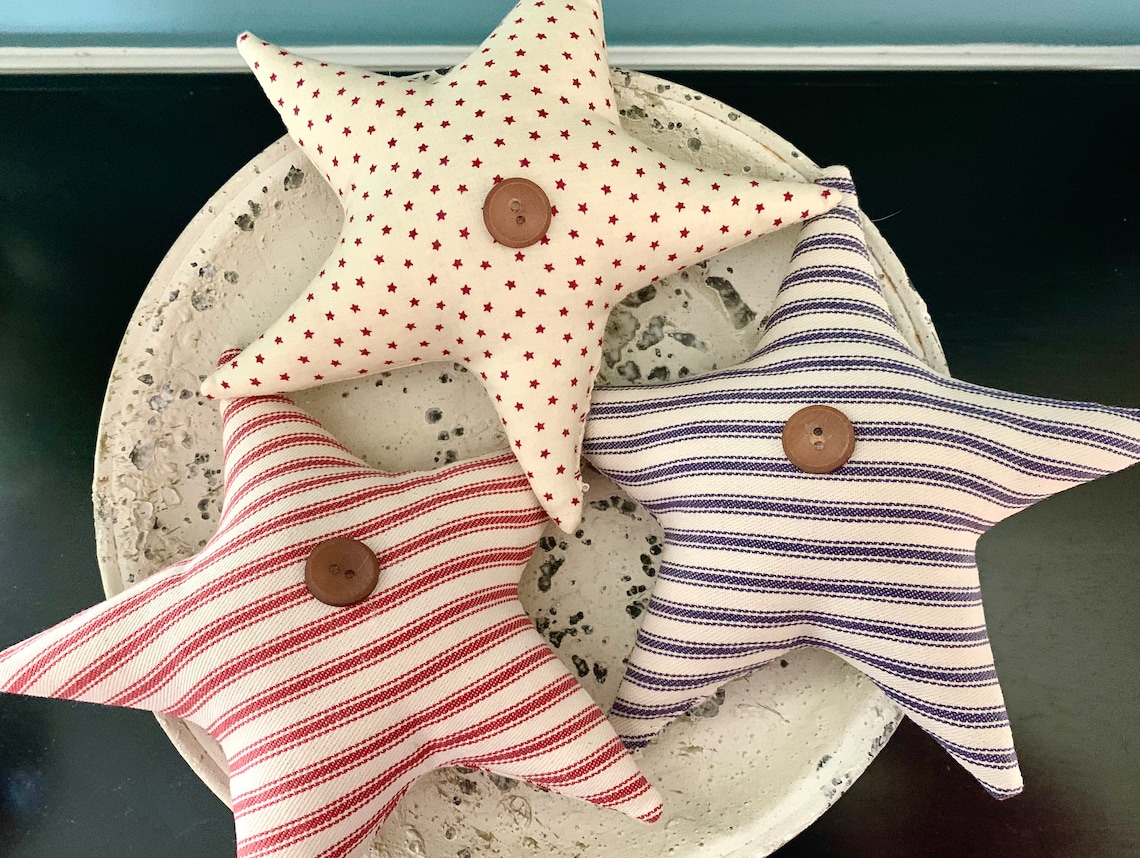 Fabric stars Farmhouse stuffed stars 4th of July decor star | Etsy