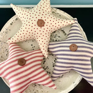 Fabric Stars, Farmhouse Stuffed Stars, 4th of July Decor, Star Bowl ...