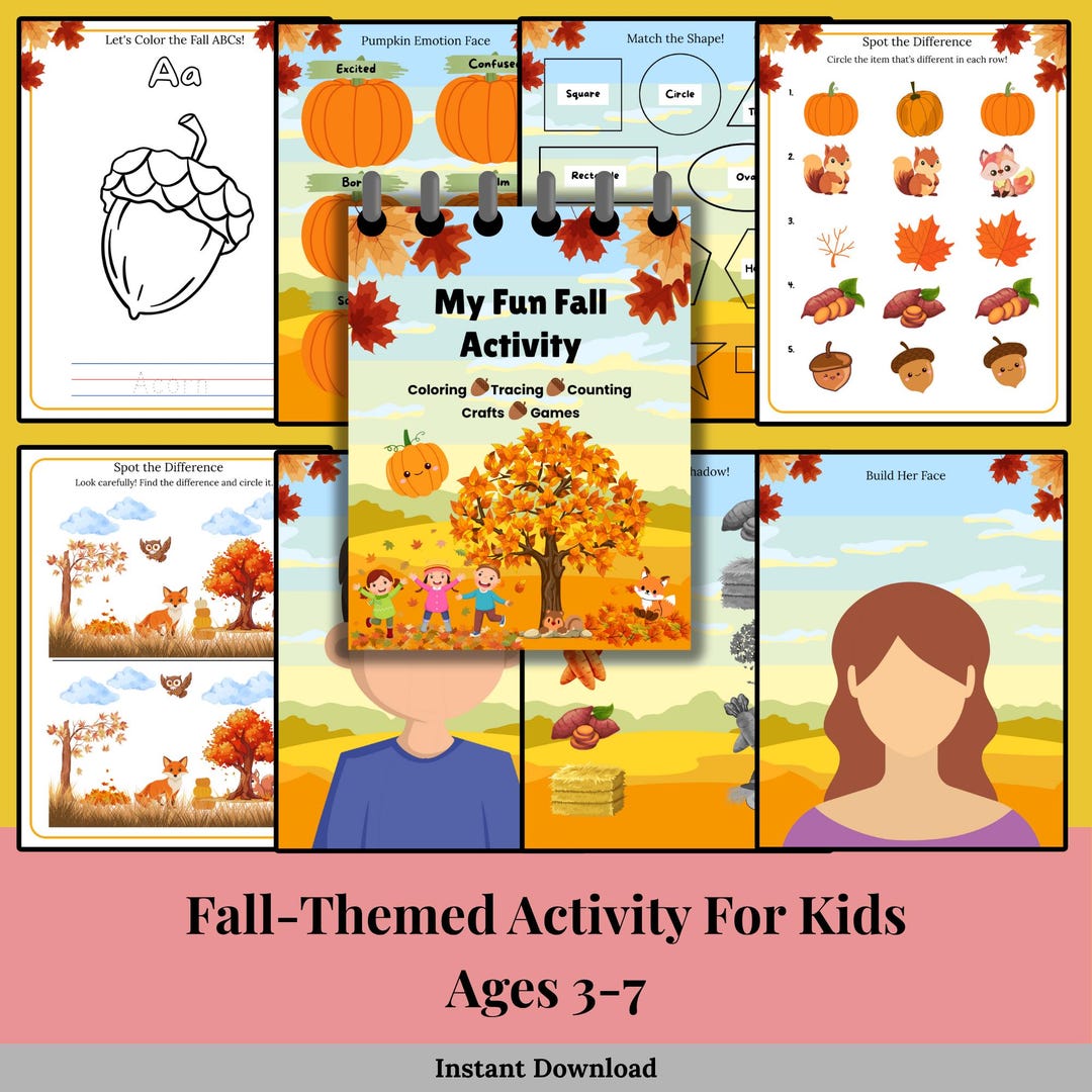 Fall Activity Book for Kids: Printable Autumn Worksheets (ages 3-7) - Etsy