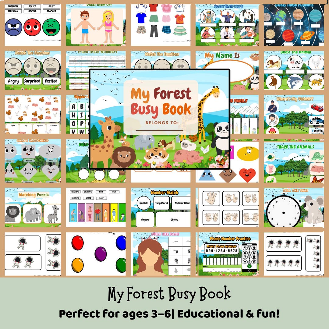 Printable Forest Busy Book Activity for Toddlers Montessori Inspired ...