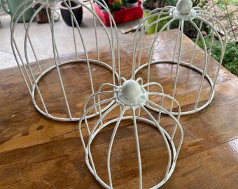 Iron Cloche, Set of 3, White Cloche, Rustic Cloche, Rustic Dome, White ...