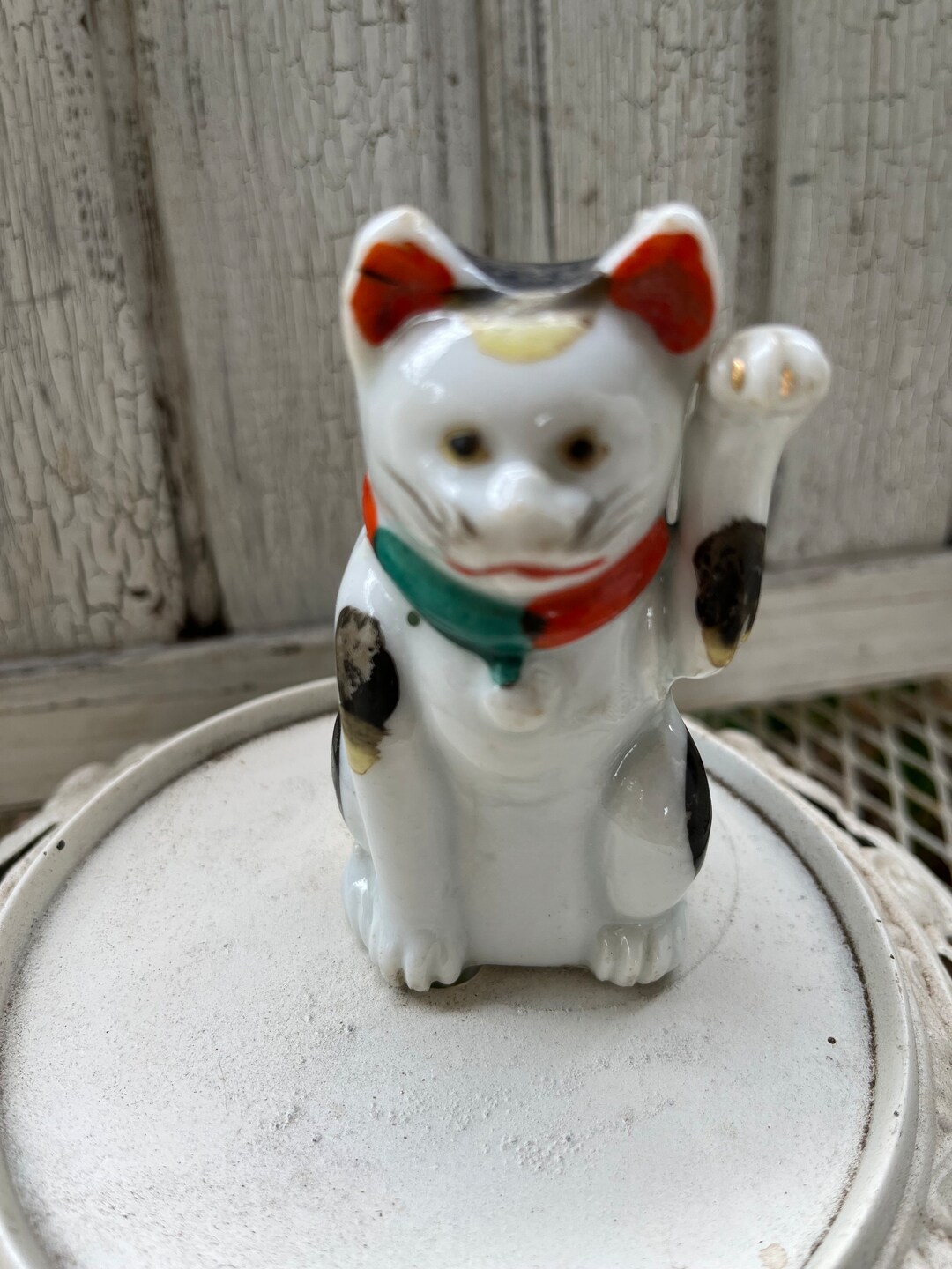SALE: Maneki Neko Cat Figurine, Good Luck Cat, Waving Cat, Vintage Cat ...