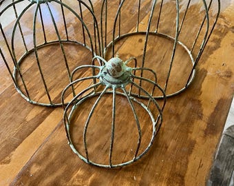 Iron Cloche, Set of 3, White Cloche, Rustic Cloche, Rustic Dome, White ...