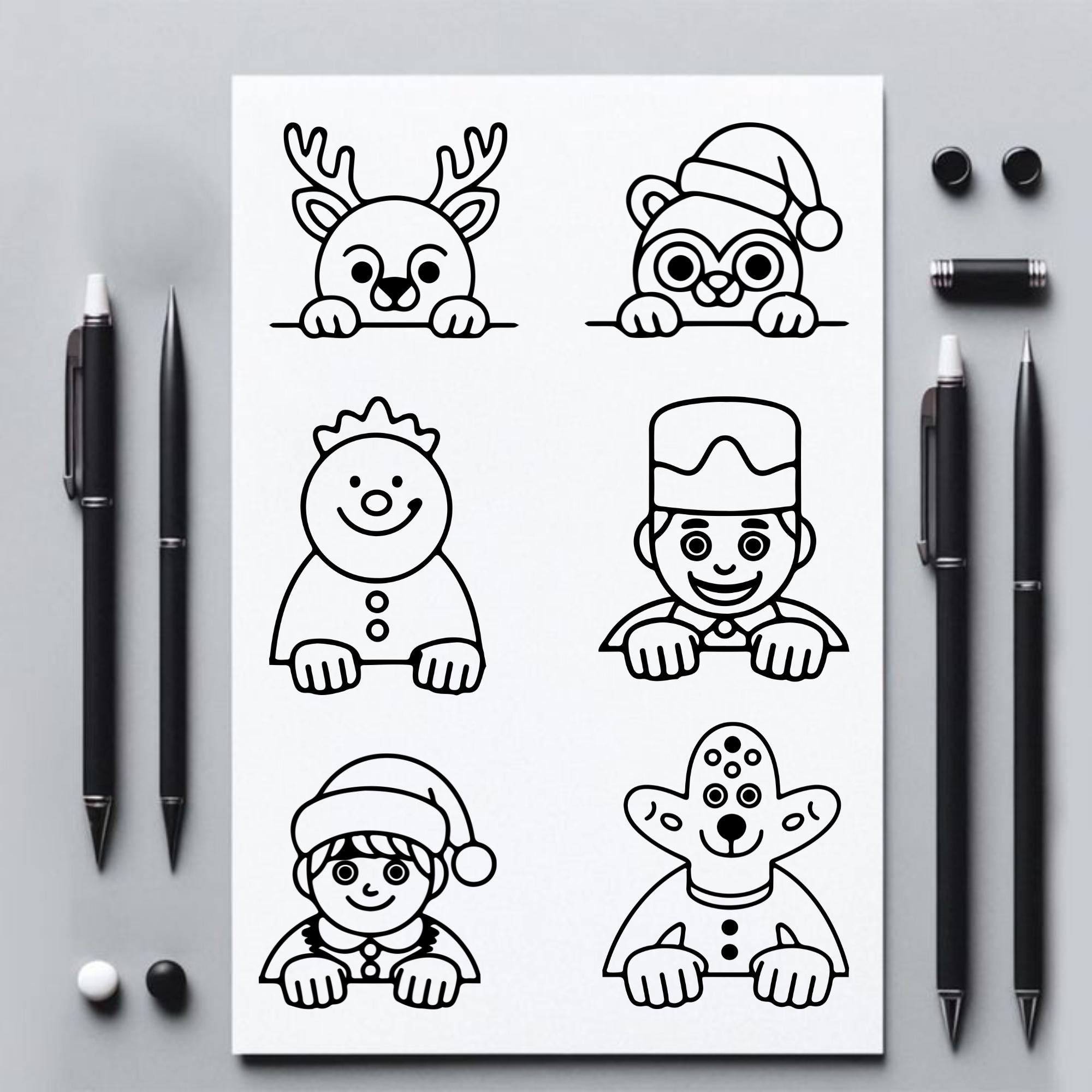 Christmas Peeking SVG Bundle, Santa, Elf, Reindeer (digital Download ...