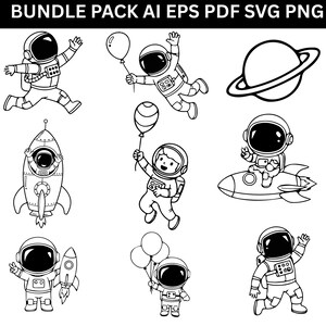 Watercolor Astronaut Clipart: Outer Space PNG, Rocket & Planets ...