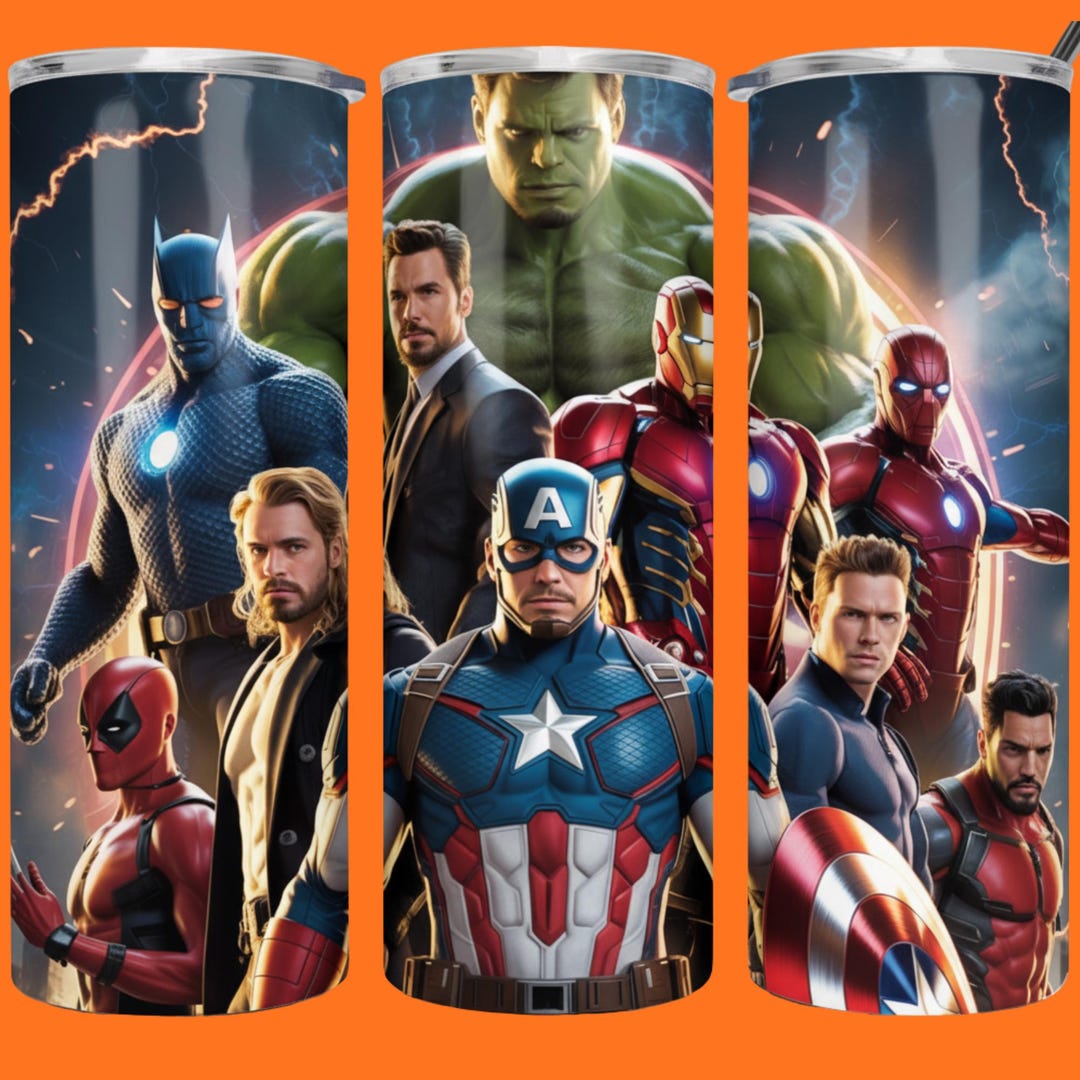 Superhero Team Tumbler Wrap PNG | Comic Action Design (digital Download ...