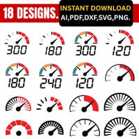 Speedometer Icons Vector Pack: Gauge, Dashboard, Meter Clipart (SVG ...
