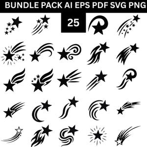 Shooting Star SVG , Star Silhouette , Star Cricut , Star SVG Bundle ...