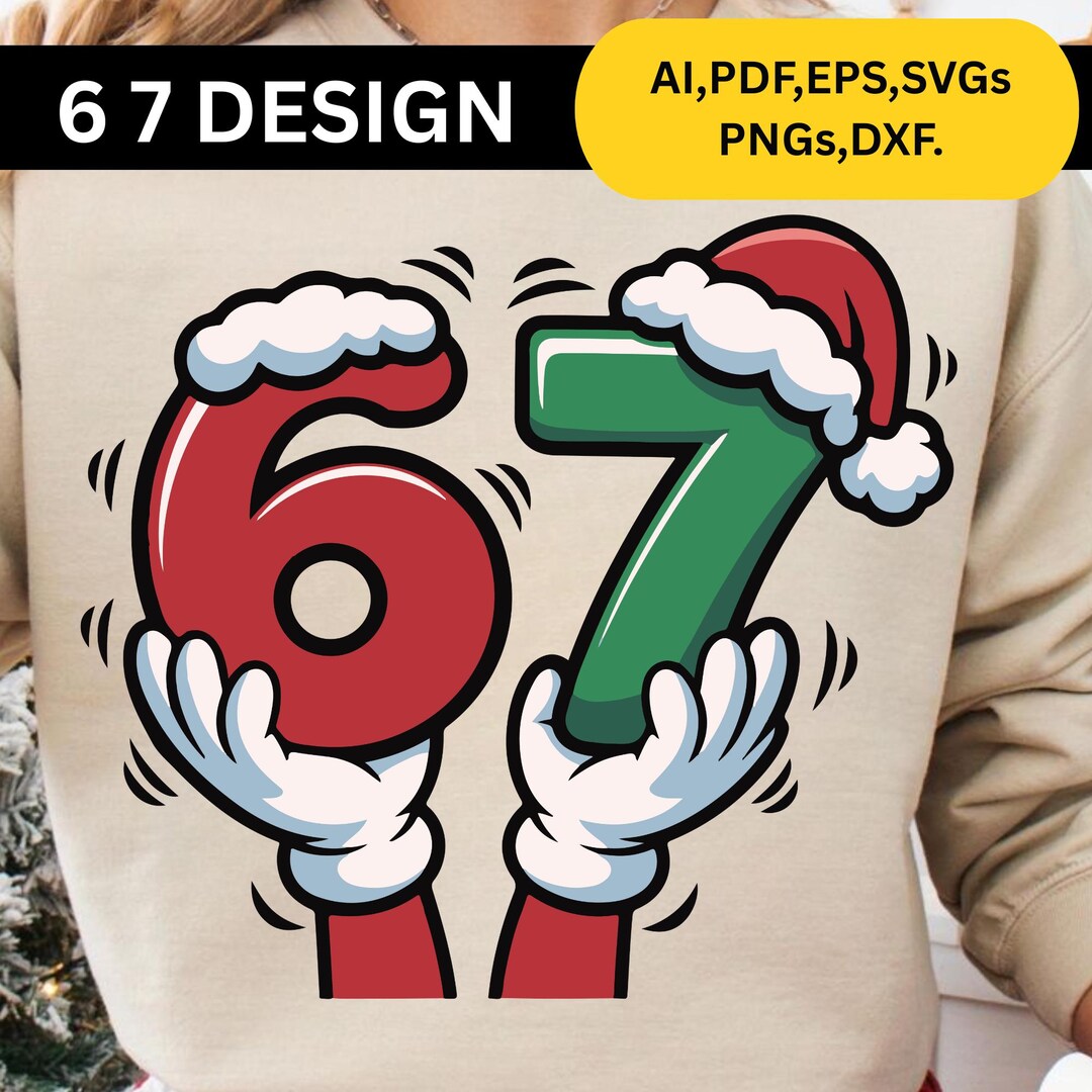 Santa 67 SVG PNG Christmas Funny Six Seven Meme Viral Quote Gen Z ...