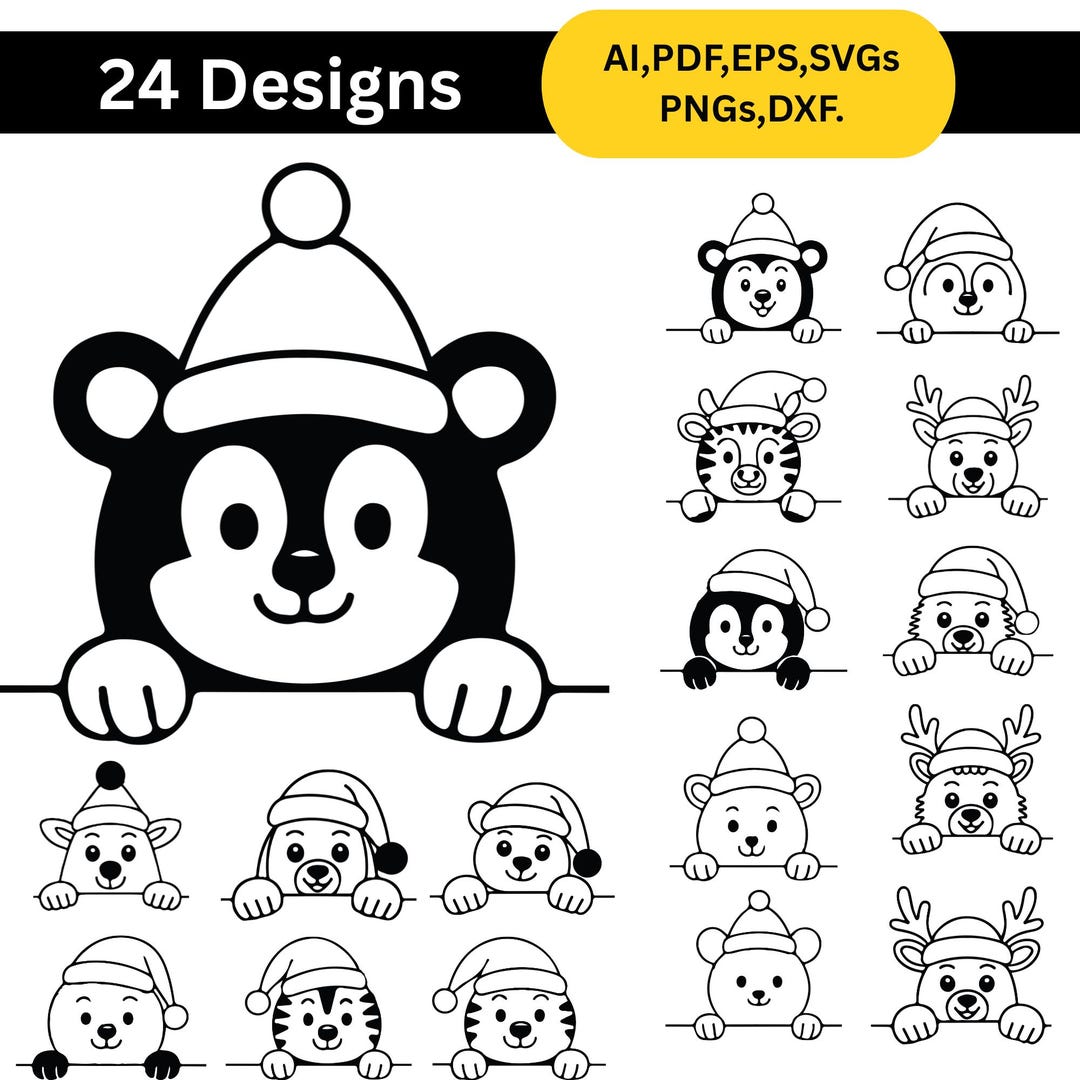 Cute Christmas Animals, Christmas SVG Bundle, Safari SVG, Svg Cricut ...