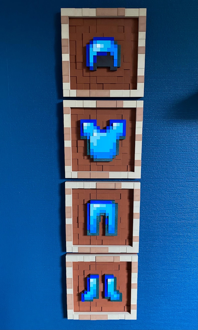 Magnetic Item Frame, Diamond Armor, Pixel Art, Gamer Gift, Decoration ...