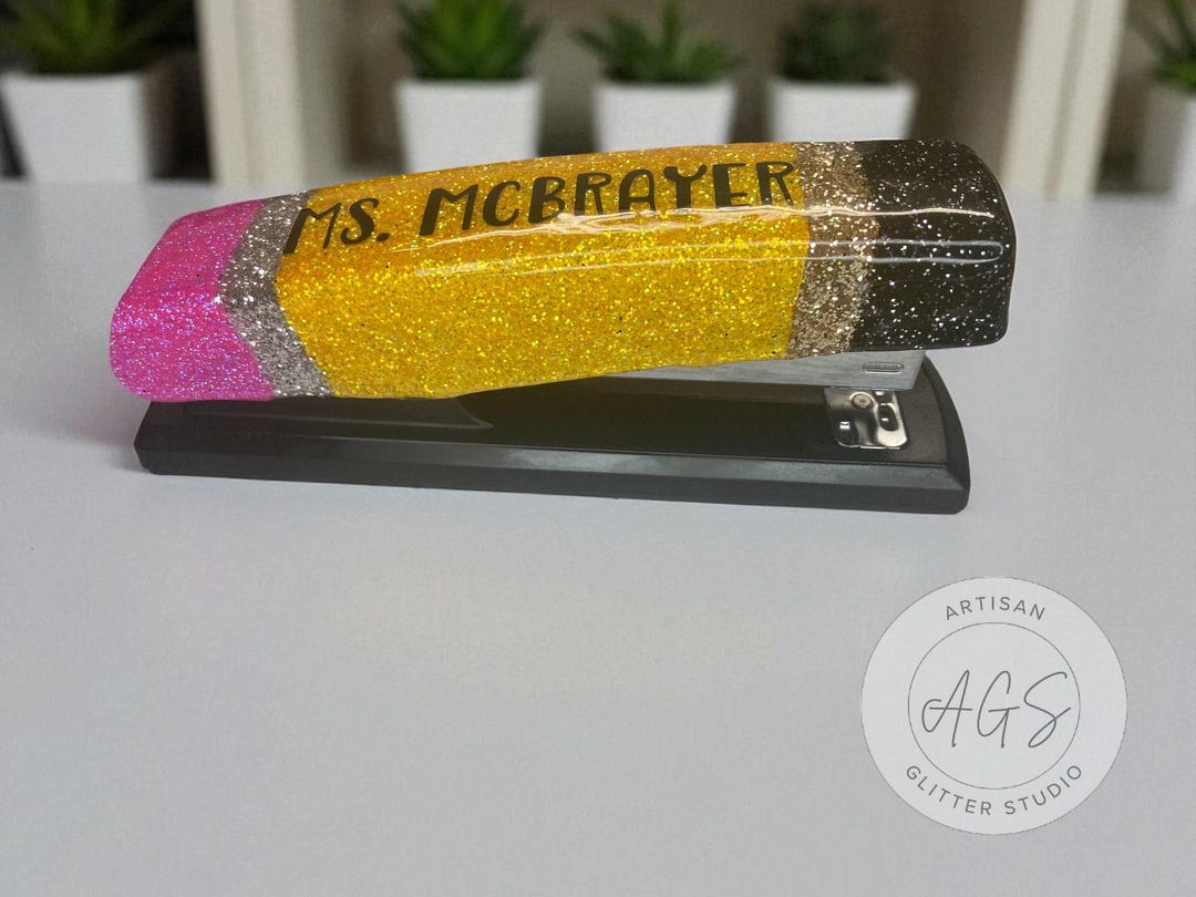Custom Glitter Pencil Stapler, Personalized Full-size Teacher Stapler ...