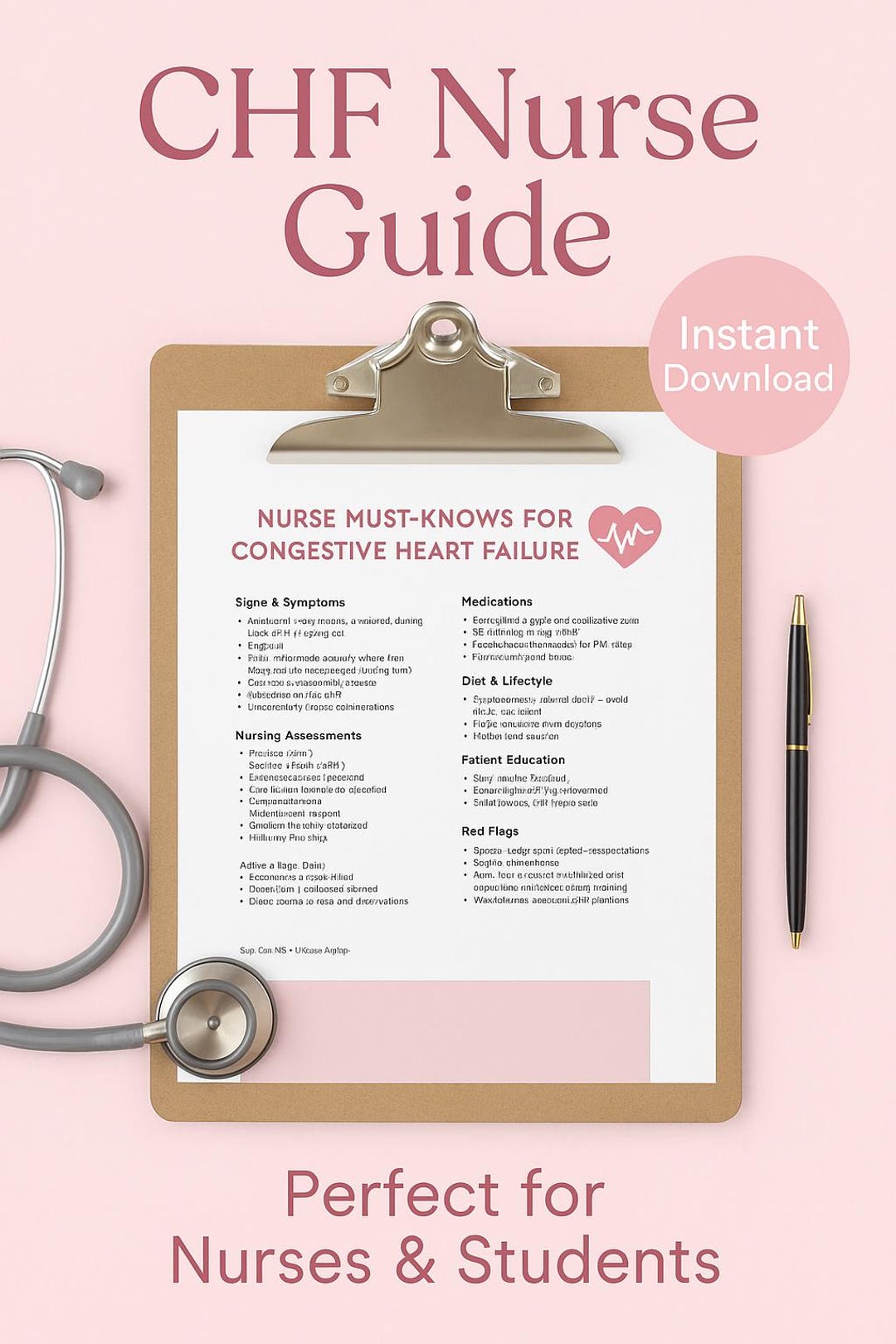 CHF Nurse Guide | Congestive Heart Failure Cheat Sheet | Printable ...