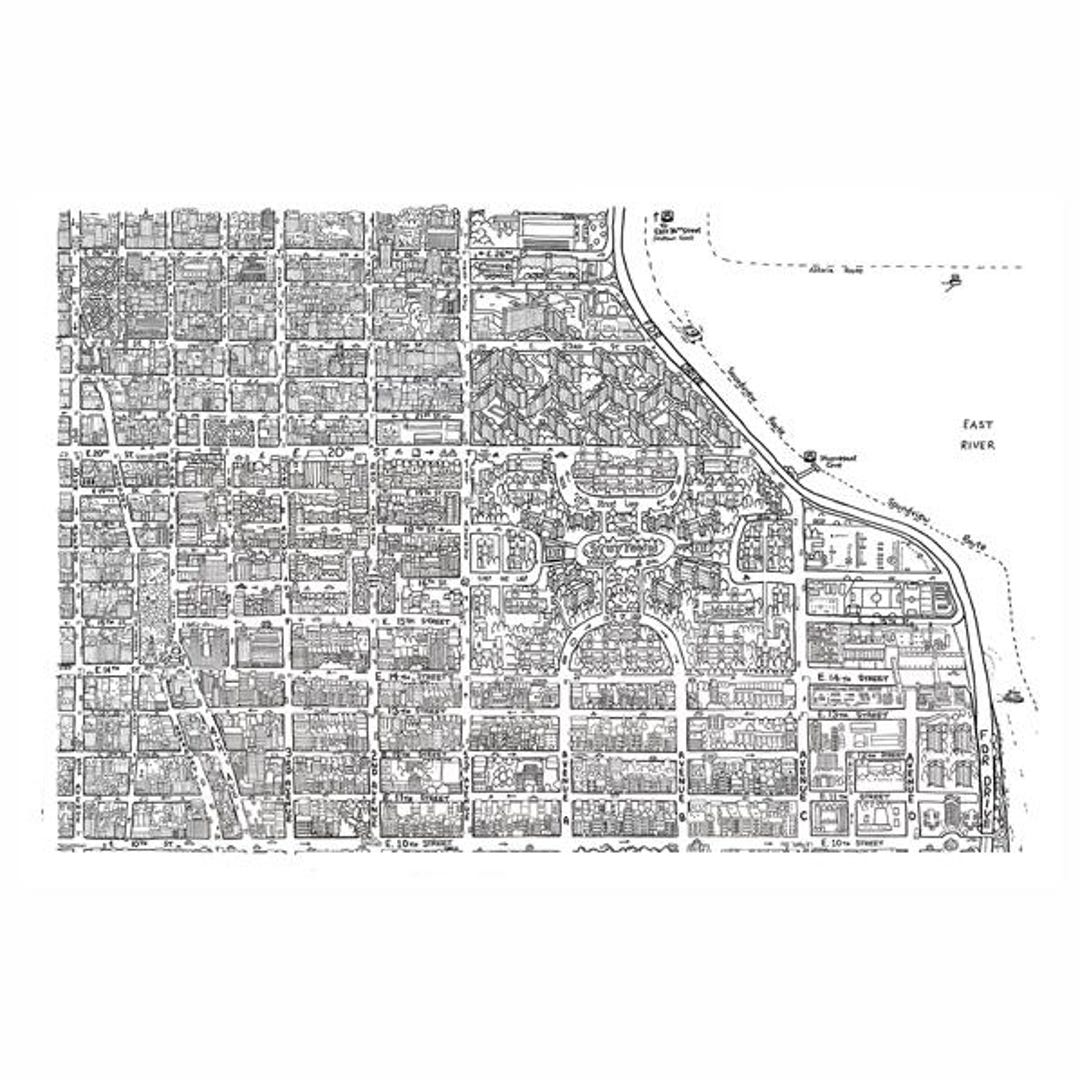 Gramercy Park Neighborhood New York City Hand Drawn Map Print ...