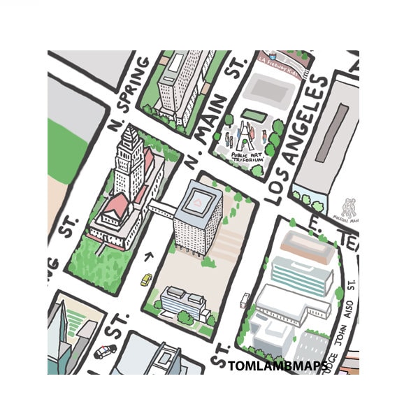 Little Tokyo Los Angeles CA Map Print Hand-drawn L.A. California ...