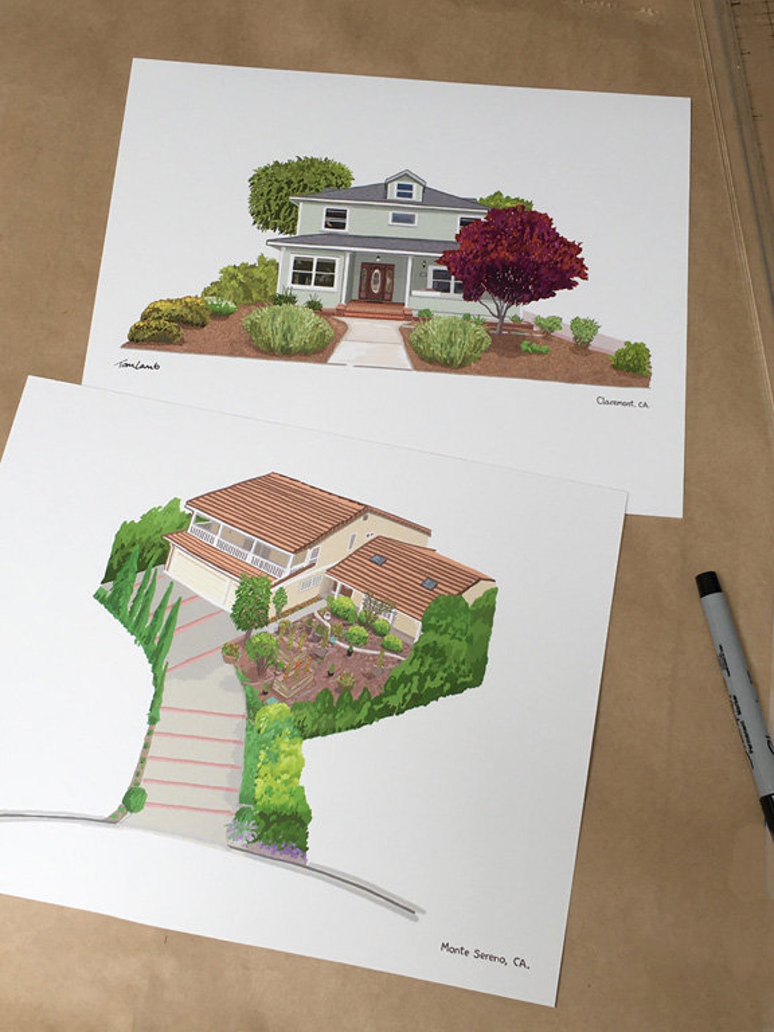 House Portrait Print Hand-drawn Art Home Illustration Custom Drawing ...