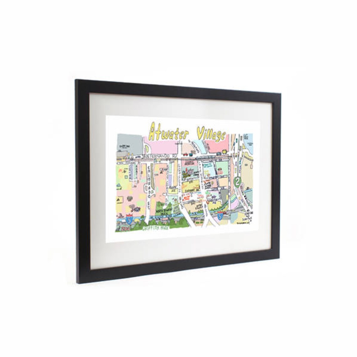 Atwater Village CA Map Print Hand-drawn L.A. California Art Cartography ...