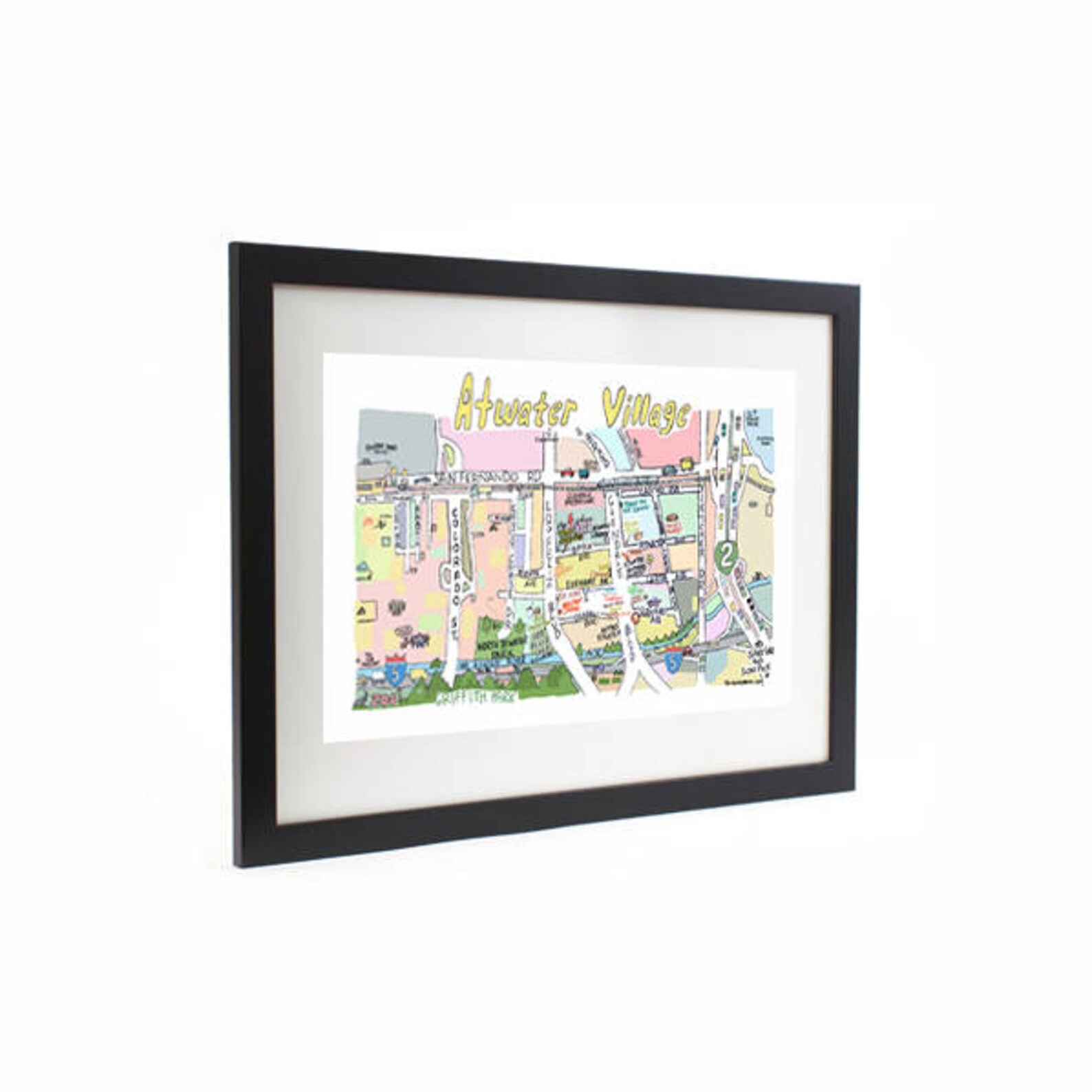 Atwater Village CA Map Print Hand-drawn L.A. California Art Cartography ...