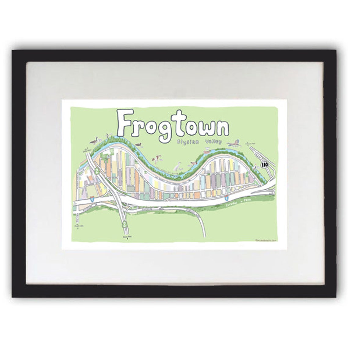 Frogtown Hand Drawn Map Los Angeles LA River - Etsy