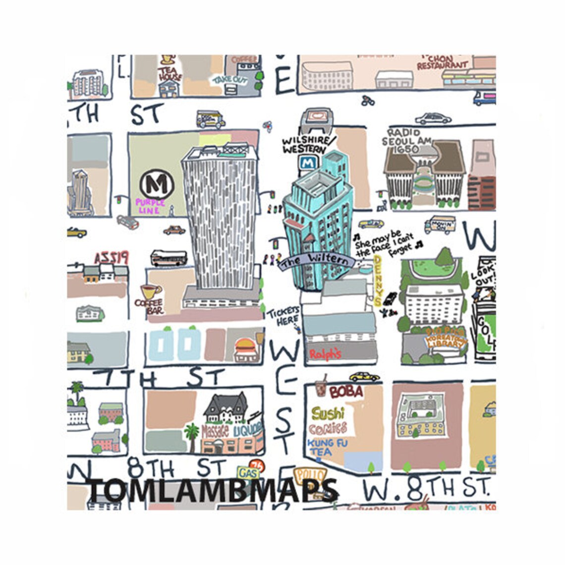 Koreatown Los Angeles Map Print Hand-drawn L.A. California Art | Etsy
