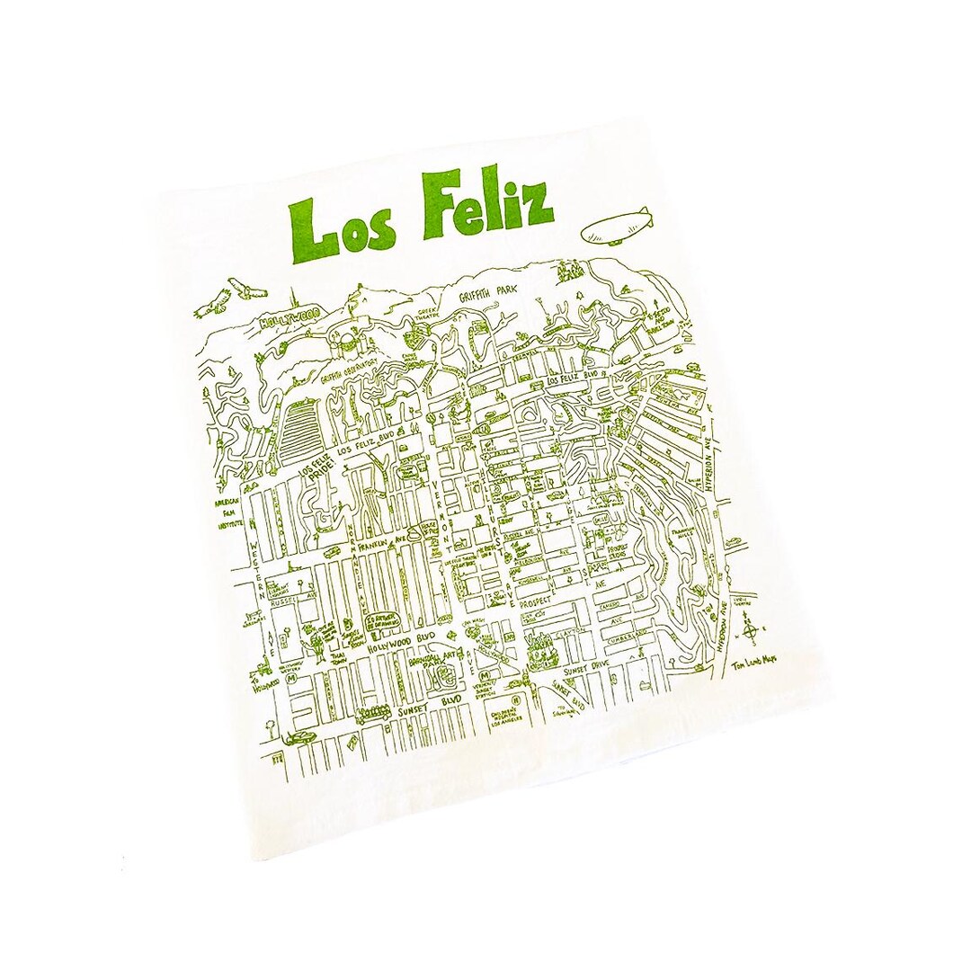 Los Feliz CA Map 100% Cotton Dish Towel - Etsy