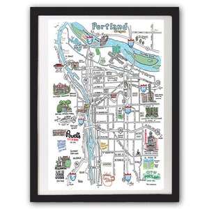 Portland, Oregon Illustrated Map - Etsy