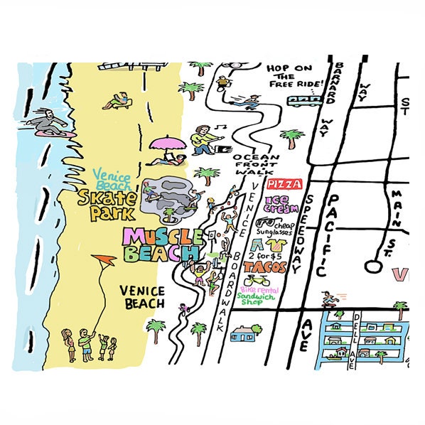 Venice Beach Map Santa Monica California Mappery Santa Monica
