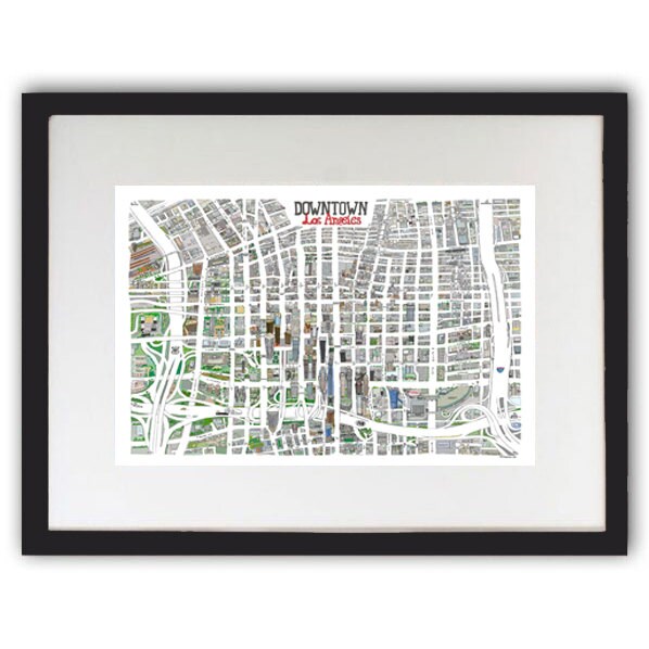 Downtown Los Angeles L.A. Hand-drawn Map Print California Art Home ...