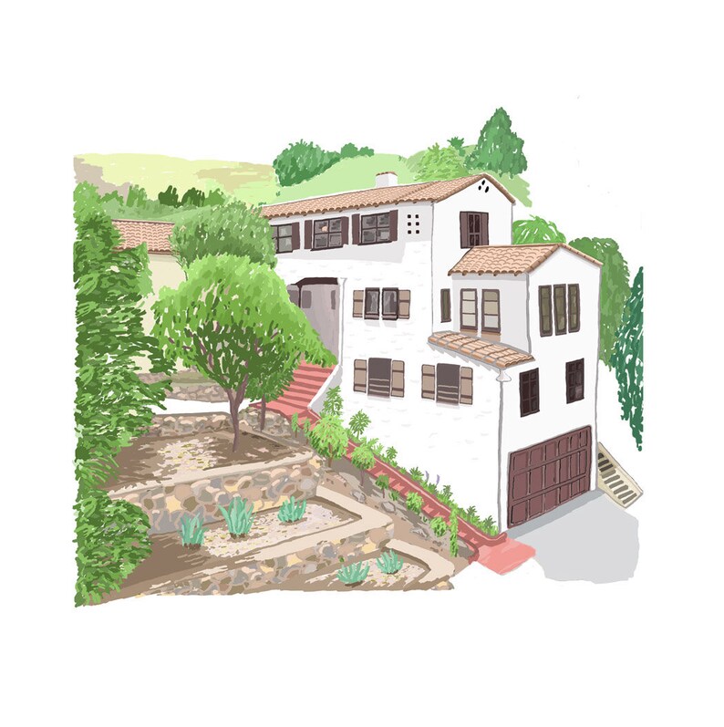 House Portrait Print Hand-drawn Art Home Illustration Custom Drawing ...