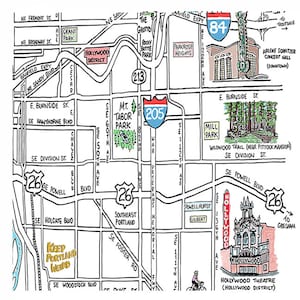 Portland, Oregon Illustrated Map - Etsy