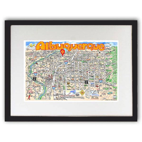 Albuquerque Map Mural Illustration Print Cartography - Etsy