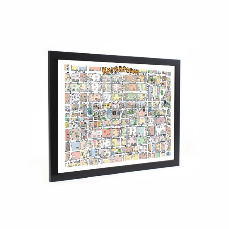 Koreatown Los Angeles Map Print Hand-drawn L.A. California Art Artists ...