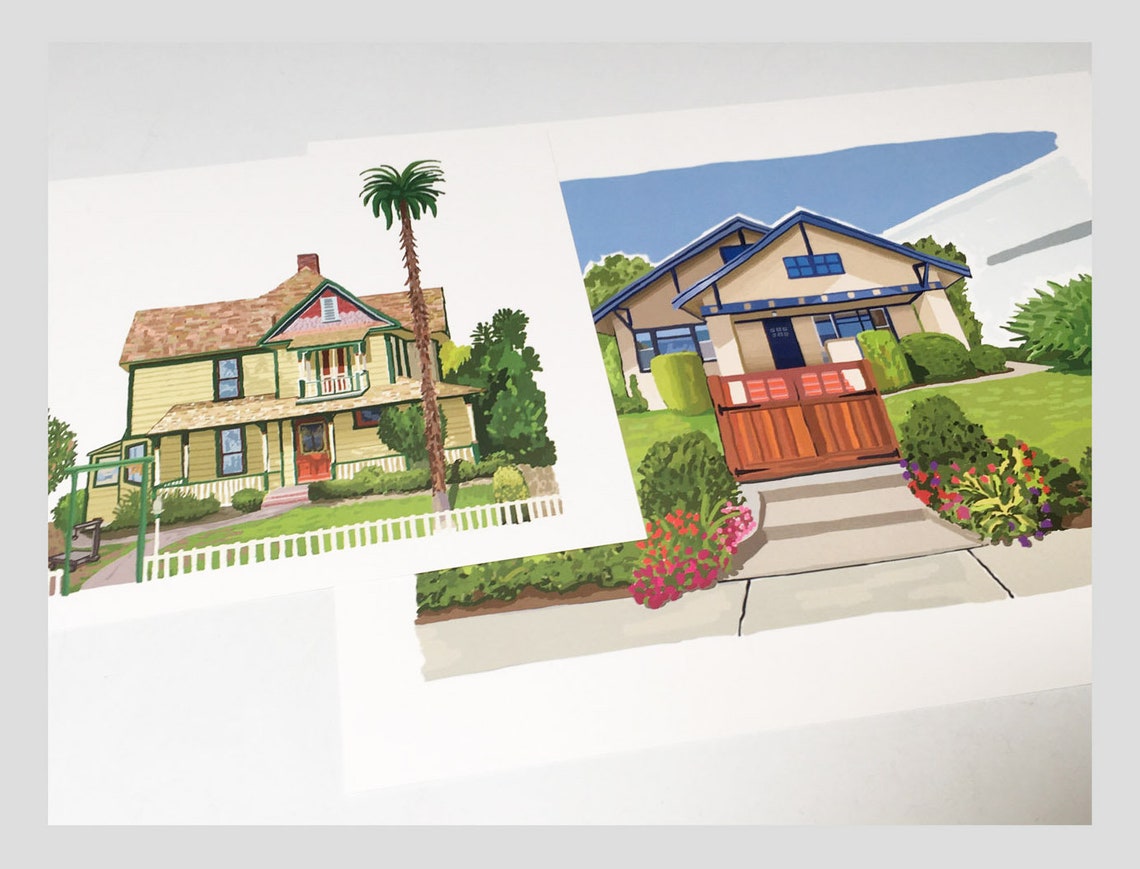 House Portrait Print Hand-drawn Art Home Illustration Custom - Etsy
