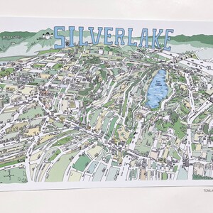 Silver Lake CA Map Print Hand-drawn L.A. California Art Artists Home ...