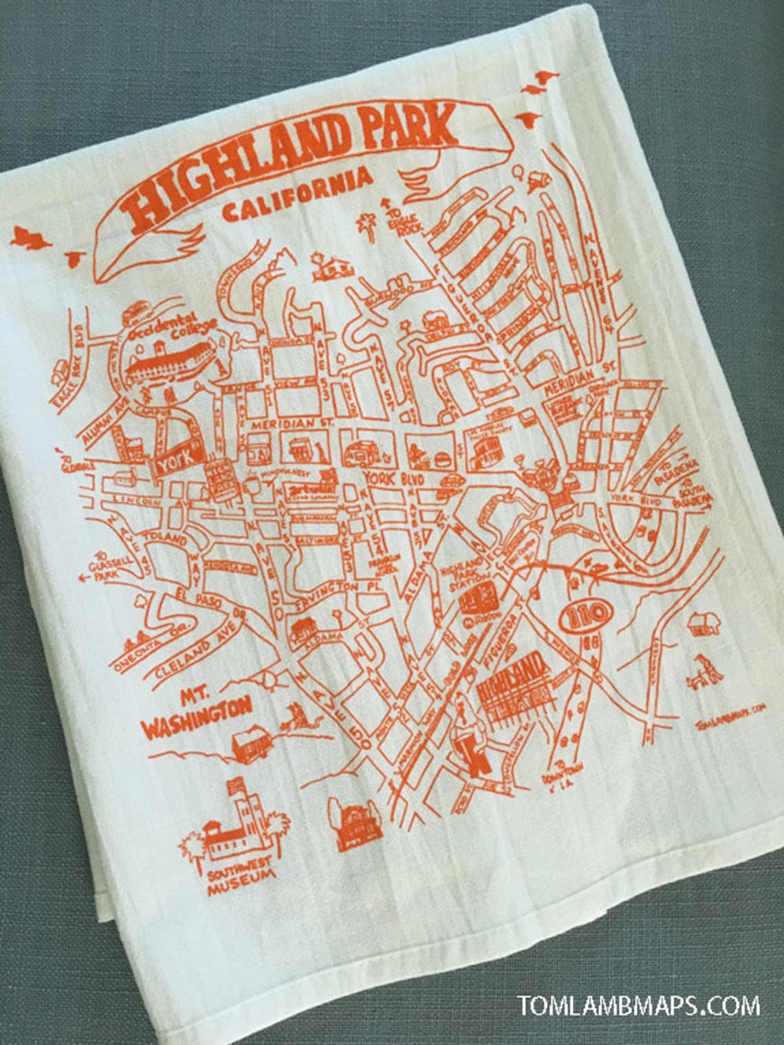 Highland Park CA Map Print Hand-Drawn L.A. California Art Home | Etsy