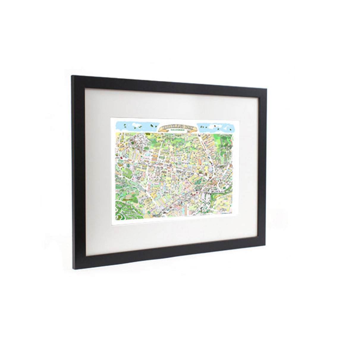 Highland Park CA Map Print Hand-Drawn L.A. California Art Home | Etsy