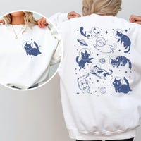 NASA Cat Sweatshirt, Funny Space Cat Sweater, Cat Lover Gift, Astronaut ...