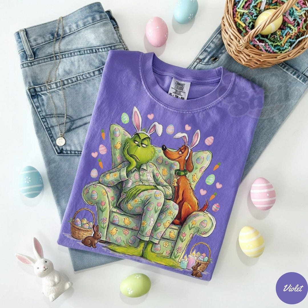 Comfort Colors® Easter Grinch Max Bunny Shirt, Cute Grinch With Bunny ...