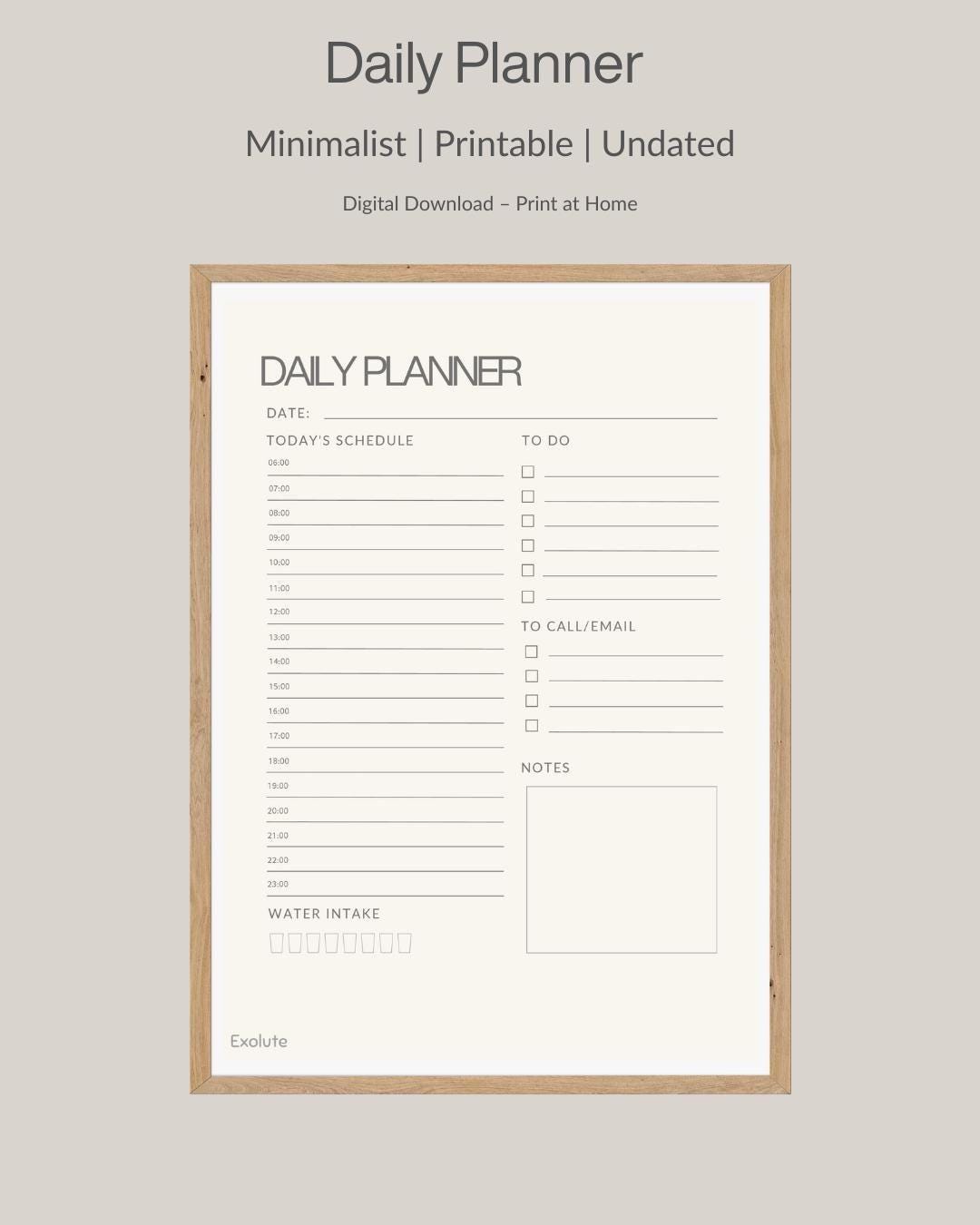 Minimalist Daily Planner: Printable Schedule Organizer (PDF) - Etsy