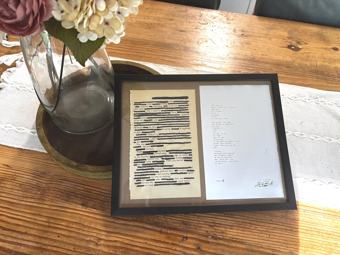Framed & Handmade Blackout Poem (poem #3) - Etsy