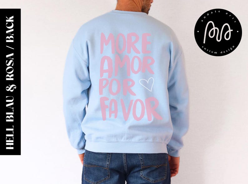 Pull More Amor Por Favor rose et vert | Sweat-shirt oversize avec ...