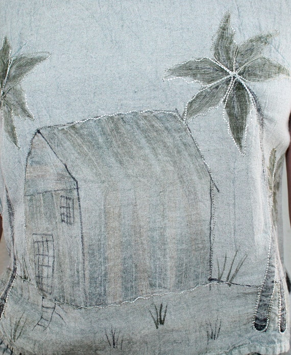 1990s Hand Painted Raya Sun Tropical Capri Pant Set /… - Gem