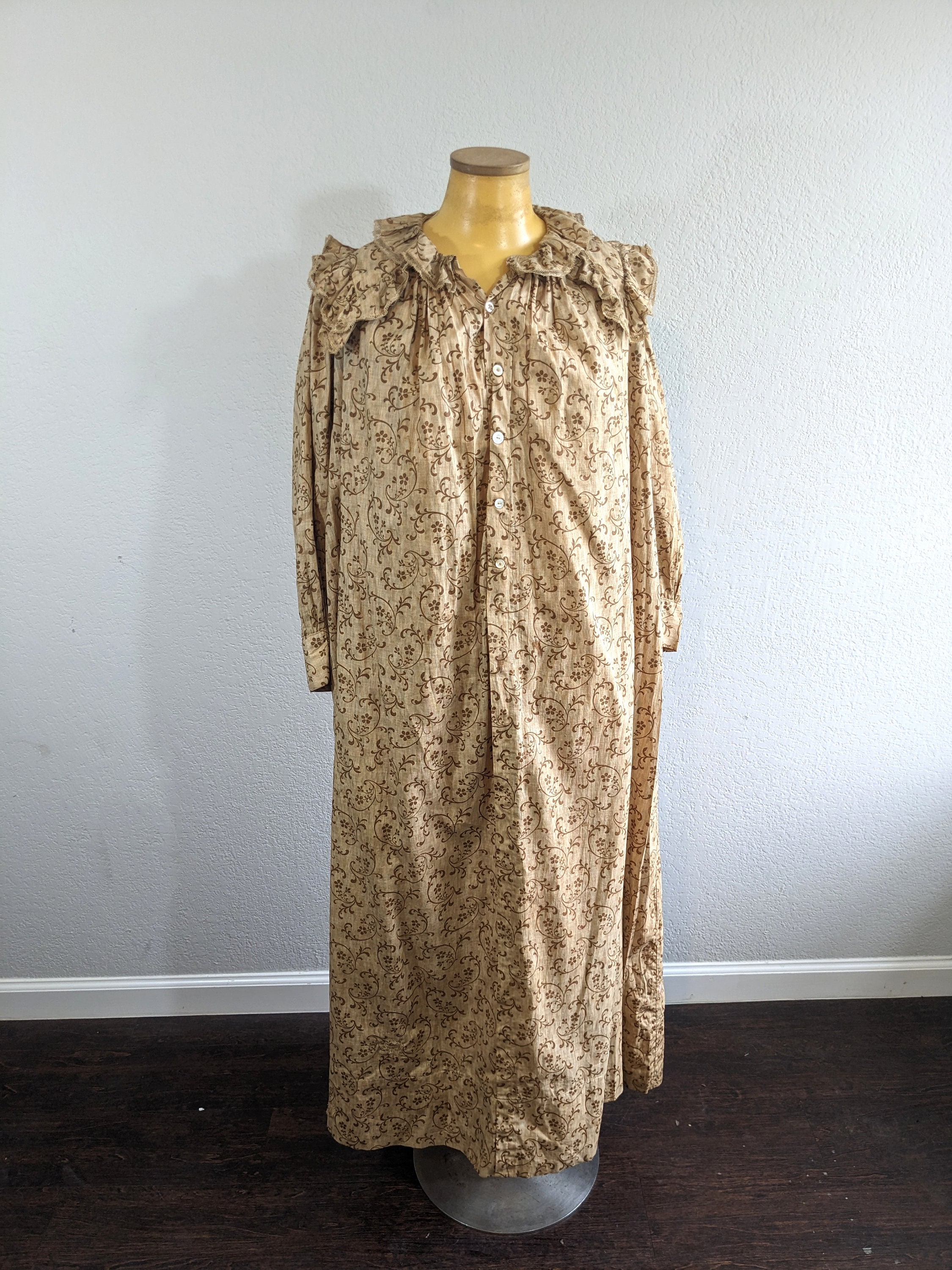 Victorian Calico Cotton Wrapper Dress // Extra Small - Etsy