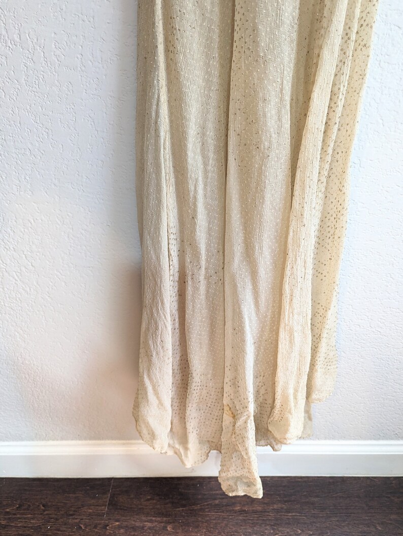 1930s Beige Silk Chiffon Gelatin Sequin Sheer Evening Gown // Extra ...