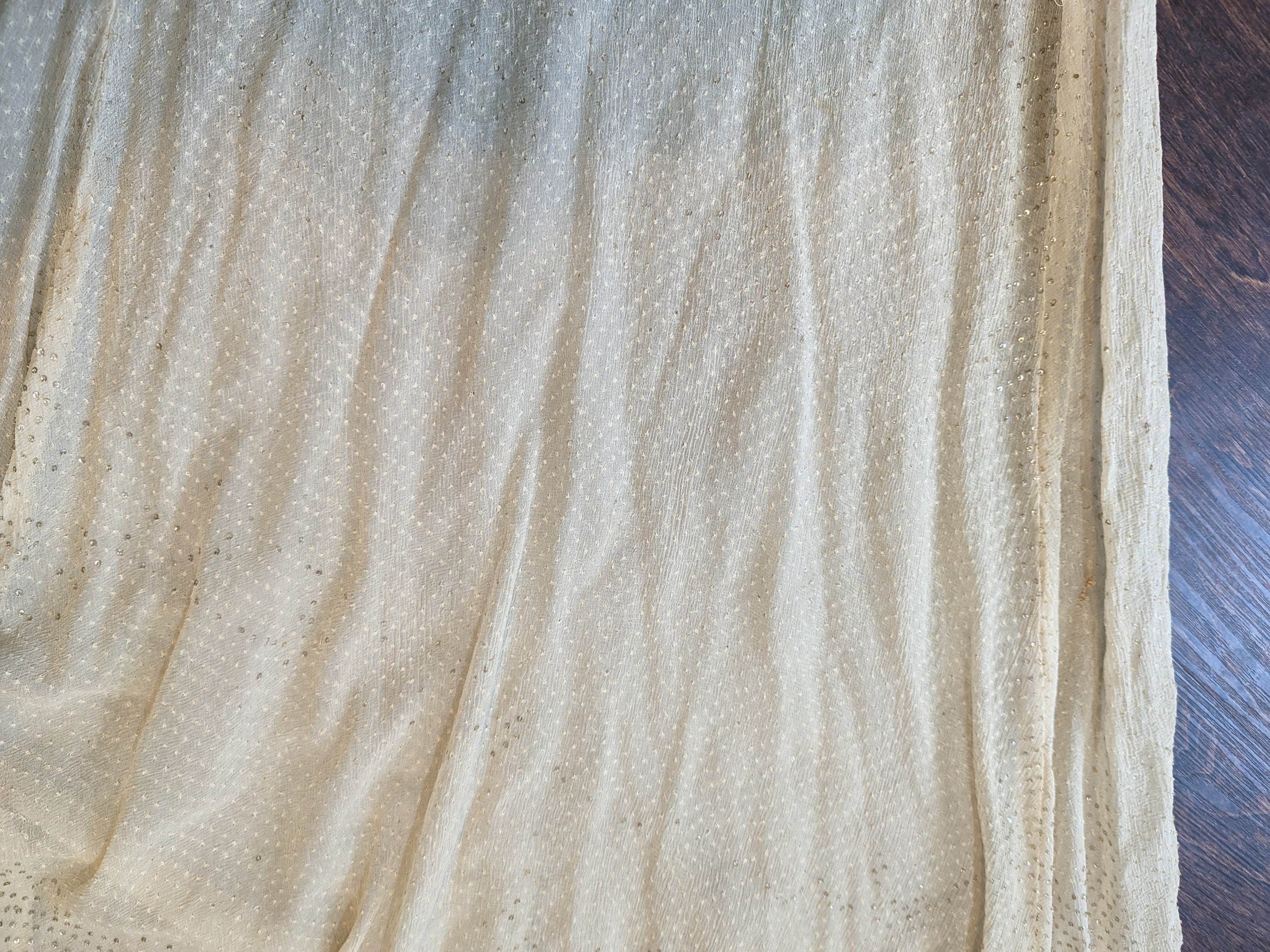 1930s Beige Silk Chiffon Gelatin Sequin Sheer Evening Gown // Extra ...