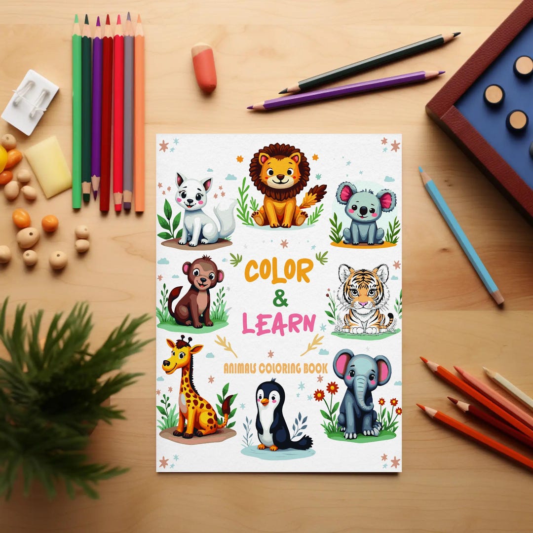 English Animals Coloring Book ,alphabet, Fun & Writing - Etsy