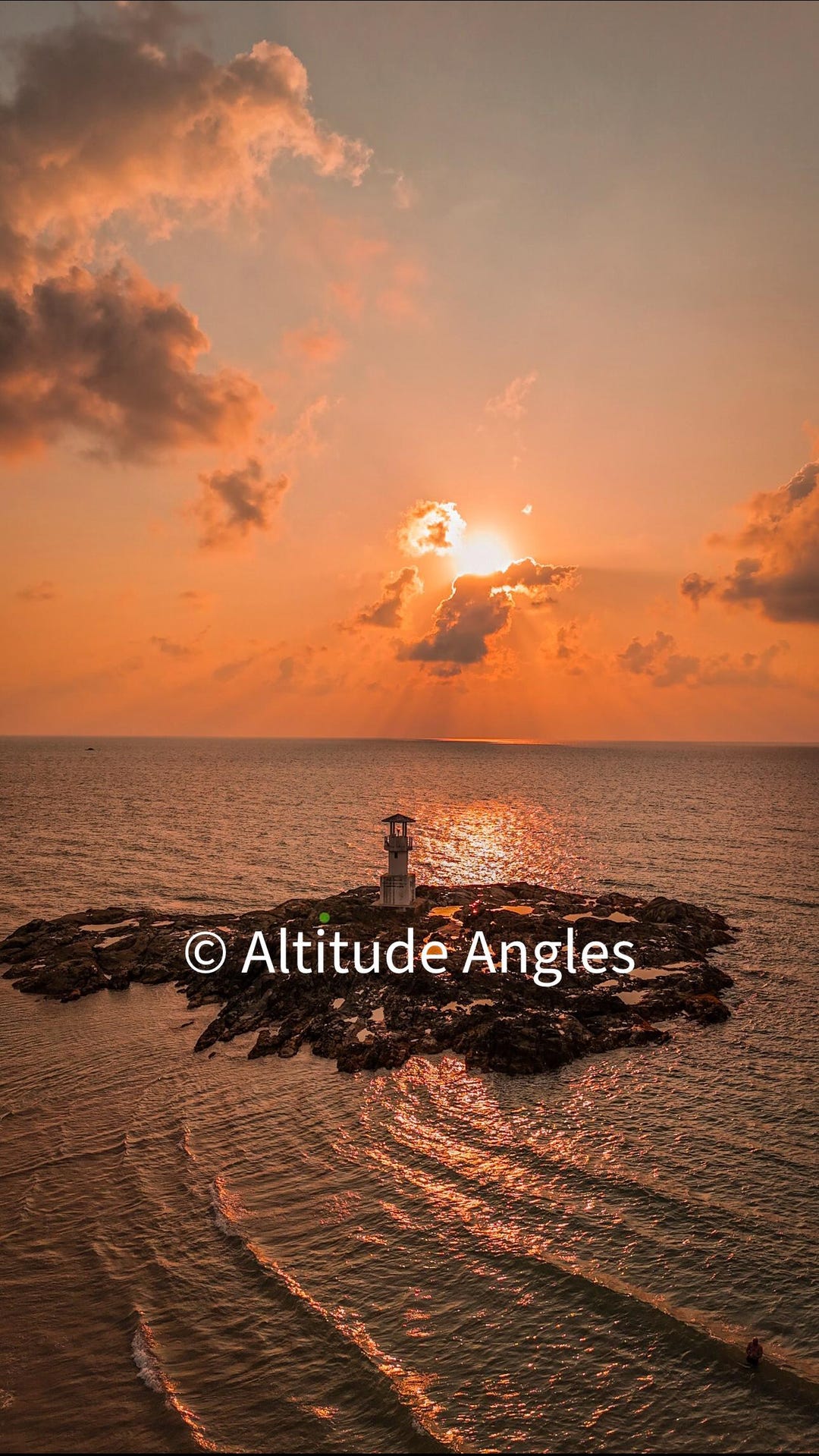 Golden Hour Lighthouse – Aerial Ocean Sunset Print | Coastal Wall Art ...